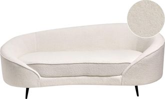 Beliani 3er Sofa Boucl&eacute; wei&szlig; gebogen oval mit schwarzen Metallbeinen Retro Glam Savar