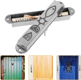 NUOBESTY Mikikit 2 St&uuml;ck Teiliges Metall Mezuzah mit Religi&ouml;sem Segen Dekorative Haust&uuml;r Plakette mit Glatten Kanten Langlebige Symbol dekoration f&uuml;r Wohnzimme