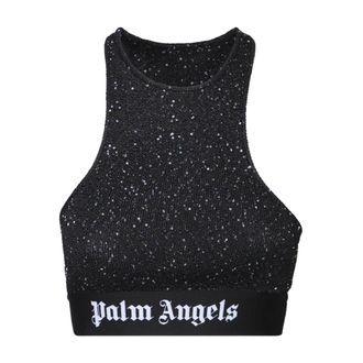 Palm Angels Femme, Tops, Noir, Taille: 36 FR Haut noir pour femmes Aw23