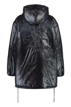 Saint Laurent Womens Nylon Windbreaker Jacket Black Polyester; Polyamide Trench & Raincoats
