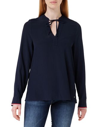 Tommy Hilfiger Damen Bluse Elegant, Blau (Desert Sky), 34