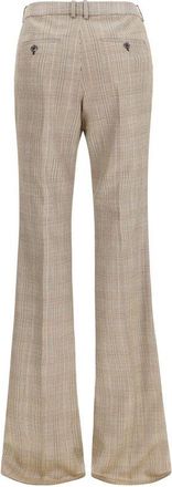 Saint Laurent Prince of Wales Wool Flared Trousers - Beige
