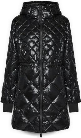 Elena Miro Femme, Vestes, Noir, Taille: 54 FR Doudoune longue en nylon matelass&eacute;