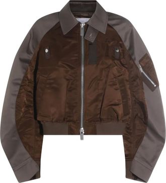 sacai Femme, Vestes, Brun, Taille: 38 FR Veste Blouson Chino en Coton