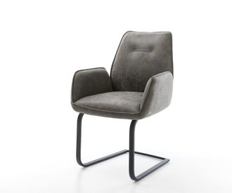 DELIFE Freischwinger Zoa-Flex Mikrofaser Grau Antik Freischwinger flach Schwarz Taschenfederkern, Esszimmerst&uuml;hle