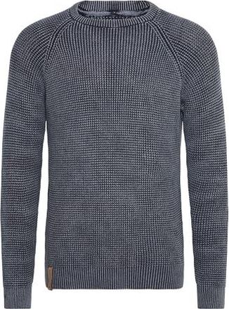 Indicode IDRockford Homme Pull en Tricot Pull &agrave; Grosses Mailles avec col Rond Poignets c&ocirc;tel&eacute;s 100% Coton Regular Fit, Taille:L, Couleur:Navy (400)