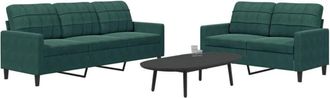 vidaXL 2-tlg. Sofagarnitur mit Kissen Dunkelgrün Samt - Vidaxl