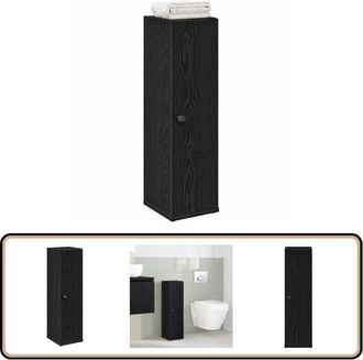 vidaXL Badezimmerschrank mit Rollenhalter Schwarz 20,5x22x72 cm - Vidaxl