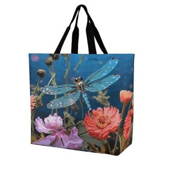 Generic Libellules Et Fleur Sac Cabas R&eacute;utilisable Sacs Grand Sac A Main Femme Pour Travail Shopping Voyage