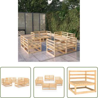 vidaXL Massivholz - 8-tlg. Garten-Lounge-Set Massivholz Kiefer