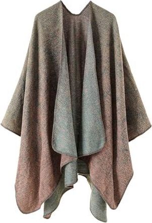Generic Poncho Femme Hiver Chaud Chale Femme Hiver Chaud Cape Femme Effet enveloppant Ch&acirc;le Imprim&eacute; Doux Cardigan Double &Eacute;paisseur Tr&egrave;s