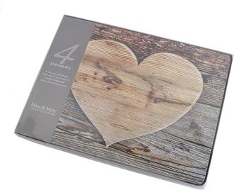 Mars & More tischset Herz Holz (4) 30x40cm
