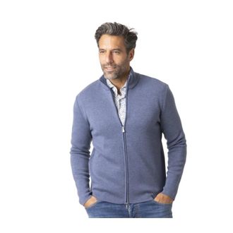 Gran Sasso Zip Cardigan mit Stehkragen - - Knitwear - Herren - Blau - 2XL