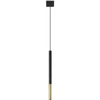 ETC Shop Lampe &agrave; suspension Lampe &agrave; suspension en m&eacute;tal noir Lampe &agrave; suspension cylindrique noire noire moderne, en acier avec accent dor&eacute;, 1x G9, PxH 8x110 cm