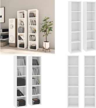 vidaXL Vidaxl - Armoires à cd 2 pcs Blanc 21x16x93,5 cm Aggloméré - Meuble Rangement Cd - Bibliothèque Cd - Étagère Cd - Armoire Blanche - Mobilier Salle De