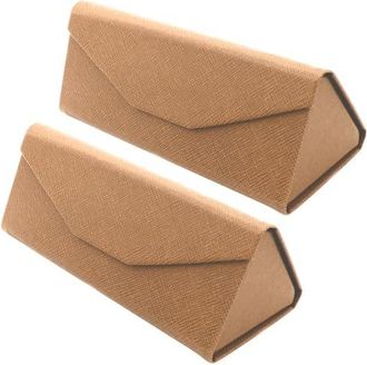 TBOC Étui Pliable Lunettes de Soleil - [Pack: 2 Unités] Boîte [Marron Clair] Rigide [Triangulaire] [Fermeture Magnétique] Doublure Intérieur Lunettes Solei