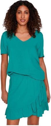 Vila Damen Vipaya V-Neck S/S Top/Su Noos T-Shirt, Alhambra, 44 EU