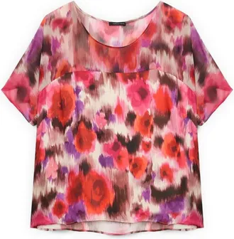 Fiorella Rubino Femme, Blouses et Chemises, Rose, Taille: 44 FR Chemisier &agrave; imprim&eacute; floral en viscose