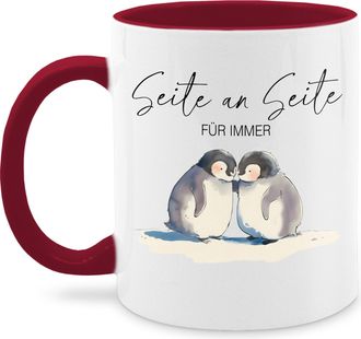 Shirtracer Tasse Tassen 325ml - Seite an Seite f&uuml;r immer Pinguine Geschenk Paar Geschenke Valentinstag P&auml;rchen Geschenke Weihnachten Paar Geschenk f&uuml;r Verliebte 