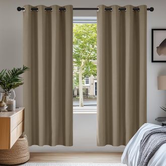 Deconovo Blickdichte Dicke Gardinen &Ouml;senvorhang Vorhang Thermo Verdunkelung, 180x140cm(H&ouml;hexBreite), Taupe, 2er Set