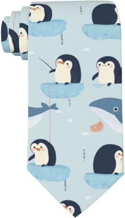 Generic Pingouins Pêche Requin Cravate Décontractée Cravate Homme Polyvalente Cravatte Pour Célébrations Soirée Fêtes