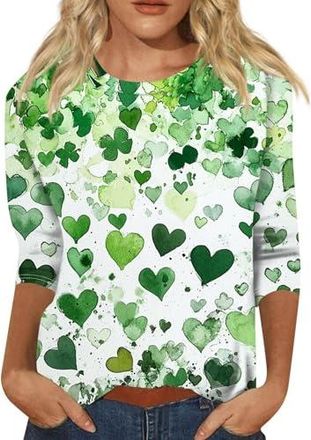 Generic T-shirt d&eacute;contract&eacute; &agrave; manches courtes avec imprim&eacute; Saint Patrick pour les vacances et les festivals - T-shirt confortable, vert, 5XL