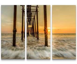 Paul Sinus Art Thailand - Brücke im Meer - 3 teiliges Wandbild Gesamtgröße 130x90cm