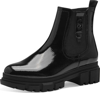 s.Oliver Damen Chelsea Boots mit Rei&szlig;verschluss Vegan, Schwarz (Black Patent), 39 EU