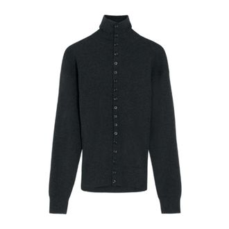 Christophe Lemaire Femme, Pulls, Gris, Taille: 40 FR Cardigan Anthracite Chiné Boutonné