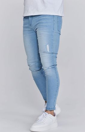 Siksilk Herren Jeans Gewaschen Hellblau 32