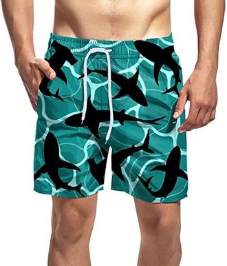 Generic Short de plage d&eacute;t&eacute; pour homme - Imprim&eacute; - Short de plage d&eacute;contract&eacute; et ample - Avec poche - Pour l&eacute;t&eacute; - Doux - Pour les vacances - Coupe droite, ver