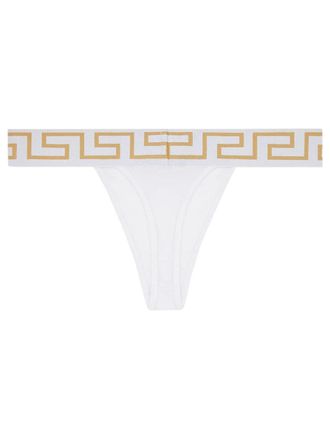 Versace Greek Thong Cotton Swim Shorts - White