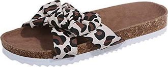 Generic Sandales plates pour femme avec noeud souple - Sandales de plage d&eacute;contract&eacute;es - L&eacute;g&egrave;res - Chaussures de marche confortables - Chaussures larges &agrave; enf