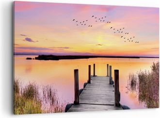 Arttor Wandbilder Dekoration Wohnzimmer Fu&szlig;g&auml;ngerbr&uuml;cke Sommer Menschen Liebe Bilder auf Leinwand 120x80cm Leinwandbild Schlafzimmer Deko Wand Kunstdruck Art