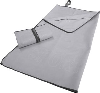 Dyckhoff Mikrofaser Sporttuch, schnelltrocknend, Ultraleicht, mit Rei&szlig;verschlusstasche, grau, 60 x 120 cm