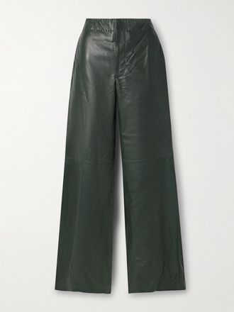 Ulla Johnson Lotti Hose Aus Leder Mit Weitem Bein - Gr&uuml;n