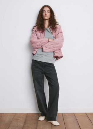 Mango Veste rembourr&eacute;e liser&eacute;s contraste rose - Femme - XS - MANGO