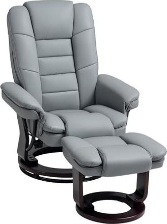 HOMCOM Fauteuil de Relaxation avec Repose-Pied, Dossier inclinable 135&deg; Max., si&egrave;ge pivotant 360&deg;, Assise rembourr&eacute;e Confort, rev&ecirc;tement synth&eacute;tique, pour Sa