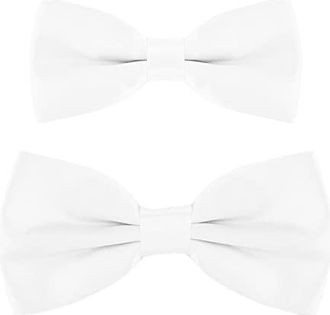 DonDon Ensemble de noeuds papillon p&egrave;re-fils en look partenaire, d&eacute;j&agrave; attach&eacute; et ajustable - Blanc