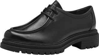 Tamaris Damen Schn&uuml;r-Halbschuh Leder bequem; BLACK LEATHER, EU 37