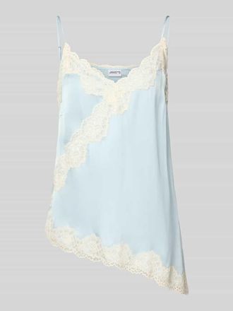 Jake*s Casual Blusentop aus Viskose mit Spitzenbesatz