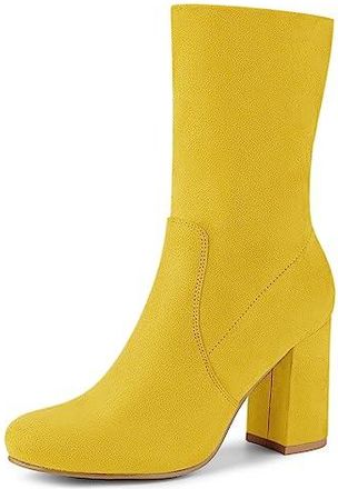 Allegra K Bottines Femmes Talon compensé Pliables Extensibles Semelles compensées Jaune 41