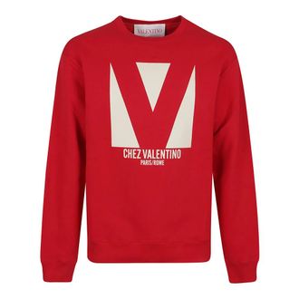 Valentino Garavani Homme, Sweatshirts et sweats &agrave; capuche, Rouge, Taille: M Cotton SweaT-shirt Jersey Felpa