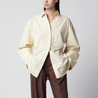 Rotate Oversize-Hemd Flower aus Bio-Baumwolle in Italian Straw