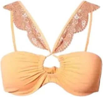 Twinset Femme, Sous-v&ecirc;tements, Orange, Taille: 100B FR Haut de bikini bandeau avec dentelle macram&eacute;