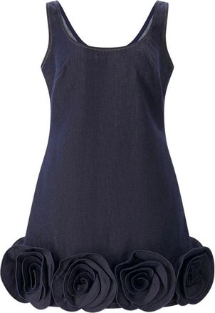 Self Portrait Femme, Robes, Bleu, Taille: 40 FR Denim Flower Dress