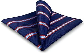 Shlax & Wing Carré de poche homme à rayures bleu marine avec rayures rouges pour costume