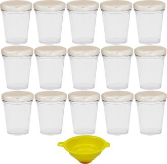 Viva Haushaltswaren Viva 31346 Haushaltswaren - 15 x kleines Becherglas / Marmeladenglas 80 ml mit silberfarbenem Deckel, Vorratsdosen Set als Einmachgl&auml;ser, Gew&uuml;rzgl&auml;ser