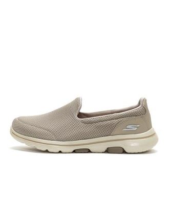 Skechers Femme Go Walk 5 Baskets, Taupe Textile/Trim, 39.5 EU Large