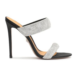 Kazar Schwarze Textilmules mit gl&auml;nzenden Riemen - - Shoes - Damen - Mehrfarbig - 35 EU